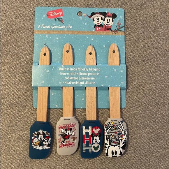 Disney | Kitchen | Holiday Disney Silicone Spatula Set Of 4 Mickey ...